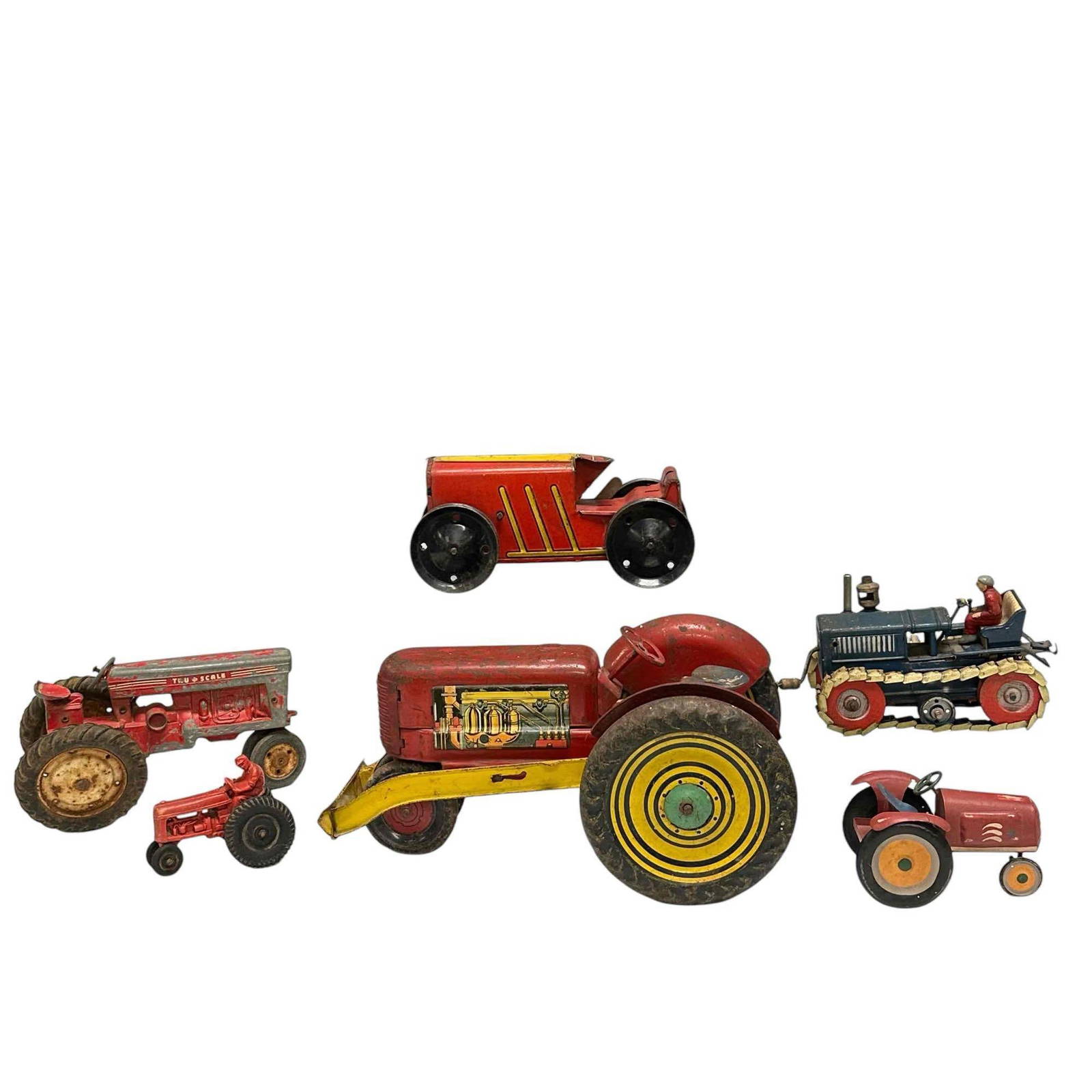 Six (6) Antique Toy Tractors - Marx - German Auction