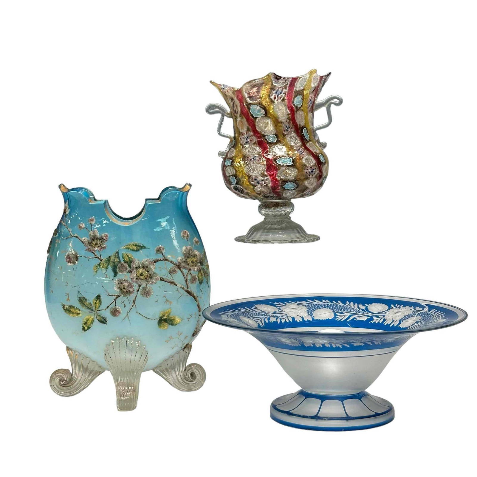 Victorian Art Glass Vase, Venetian Art Glass And Czech Auction