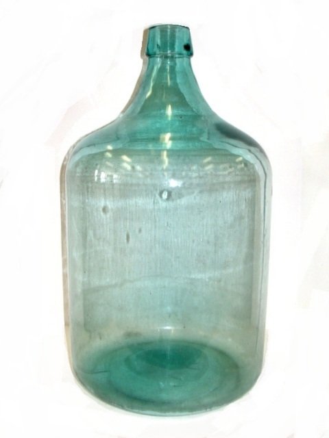 33: Vintage Viresa Green Glass Demijohn Bottle