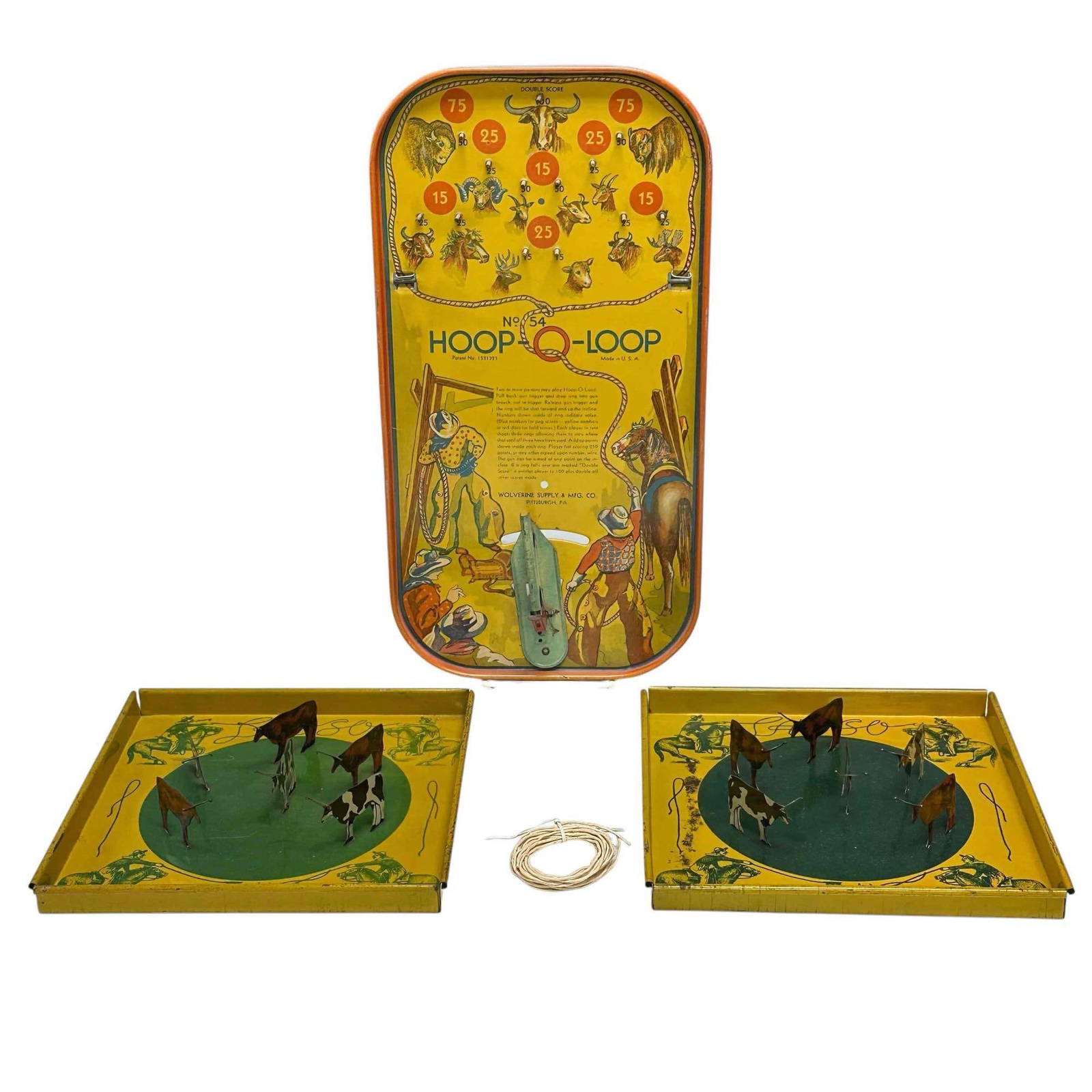 Wolverine Hoop-o-loop Tin Shooting Game And Cattle Corals (2) Auction