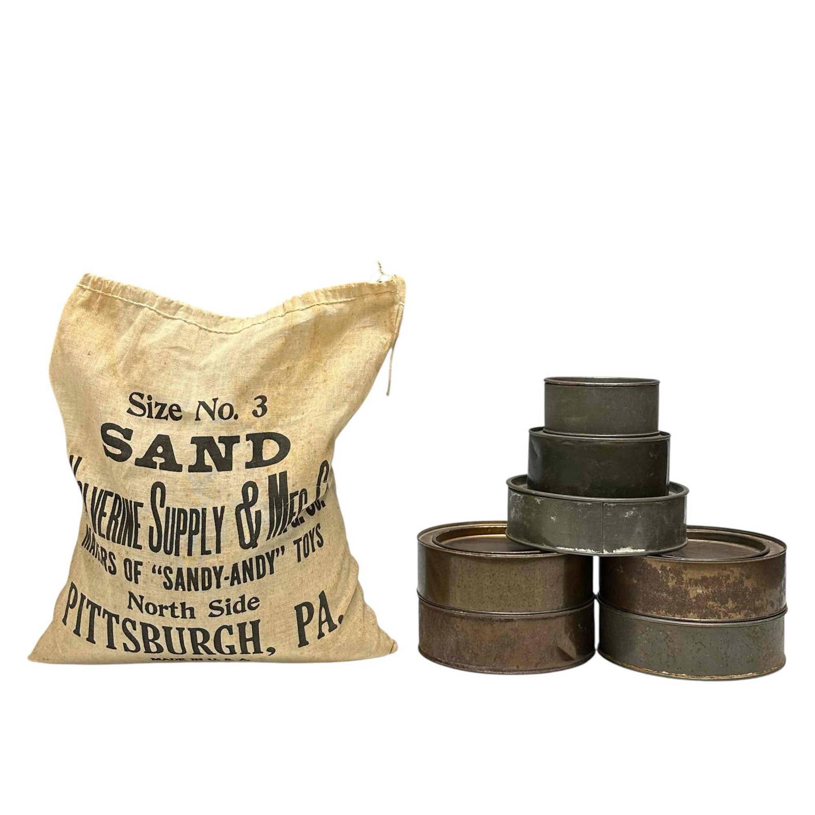 Wolverine Toy Sand Bag And (7) Various Tin Basins Auction