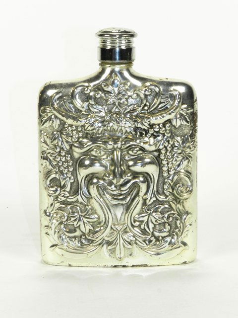 1983 Godinger Bacchus Silver Plated Flask