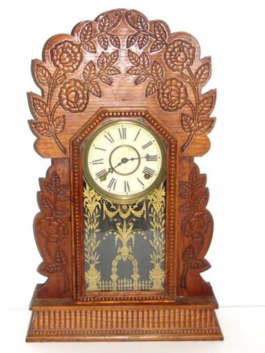 Gilbert Carved Oak Navy #26 Model Mantle Clock