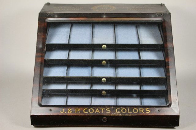 J. & P. Coats Cast Metal Spool Thread Display Cabinet