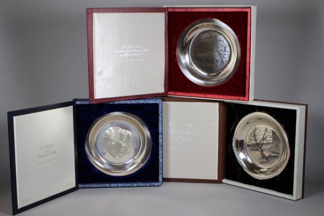 3 Sterling Silver Collector Plates