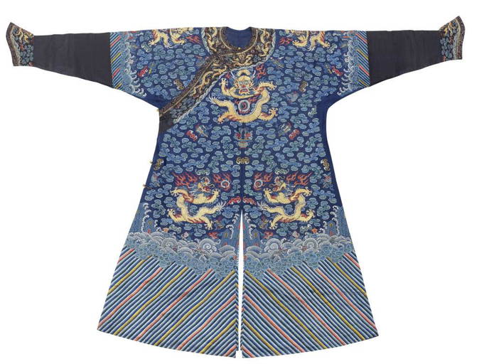 A Blue Ground Silk Gauze 'dragon' Robe, Jifu 19th
