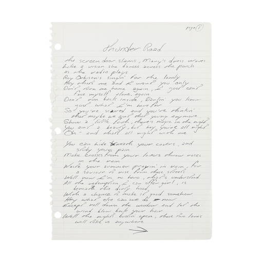 Bruce Springsteen: A Complete Set Of Handwritten Lyrics (#0126) on Oct ...