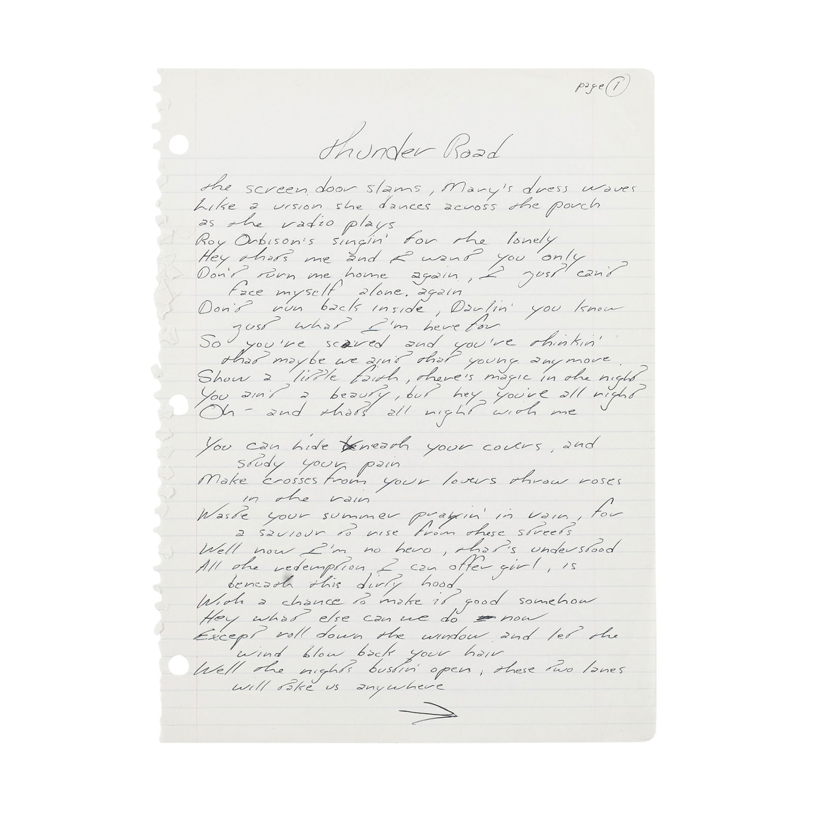 Bruce Springsteen: A Complete Set Of Handwritten Lyrics (#0126) on Oct ...