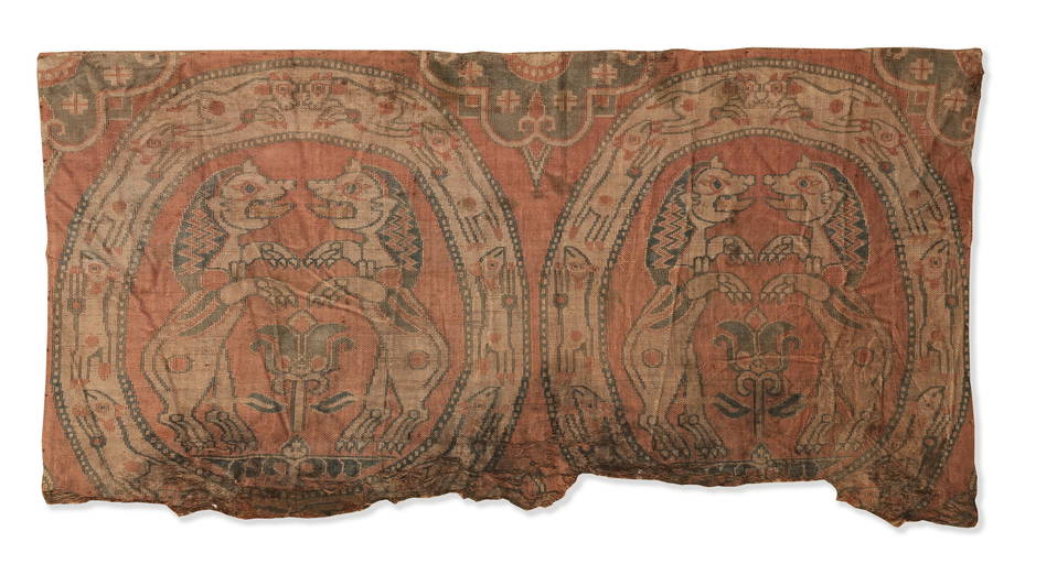 A Sogdian Silk Samite Fragment With Confronting Lions (#0026) on Oct 25 ...