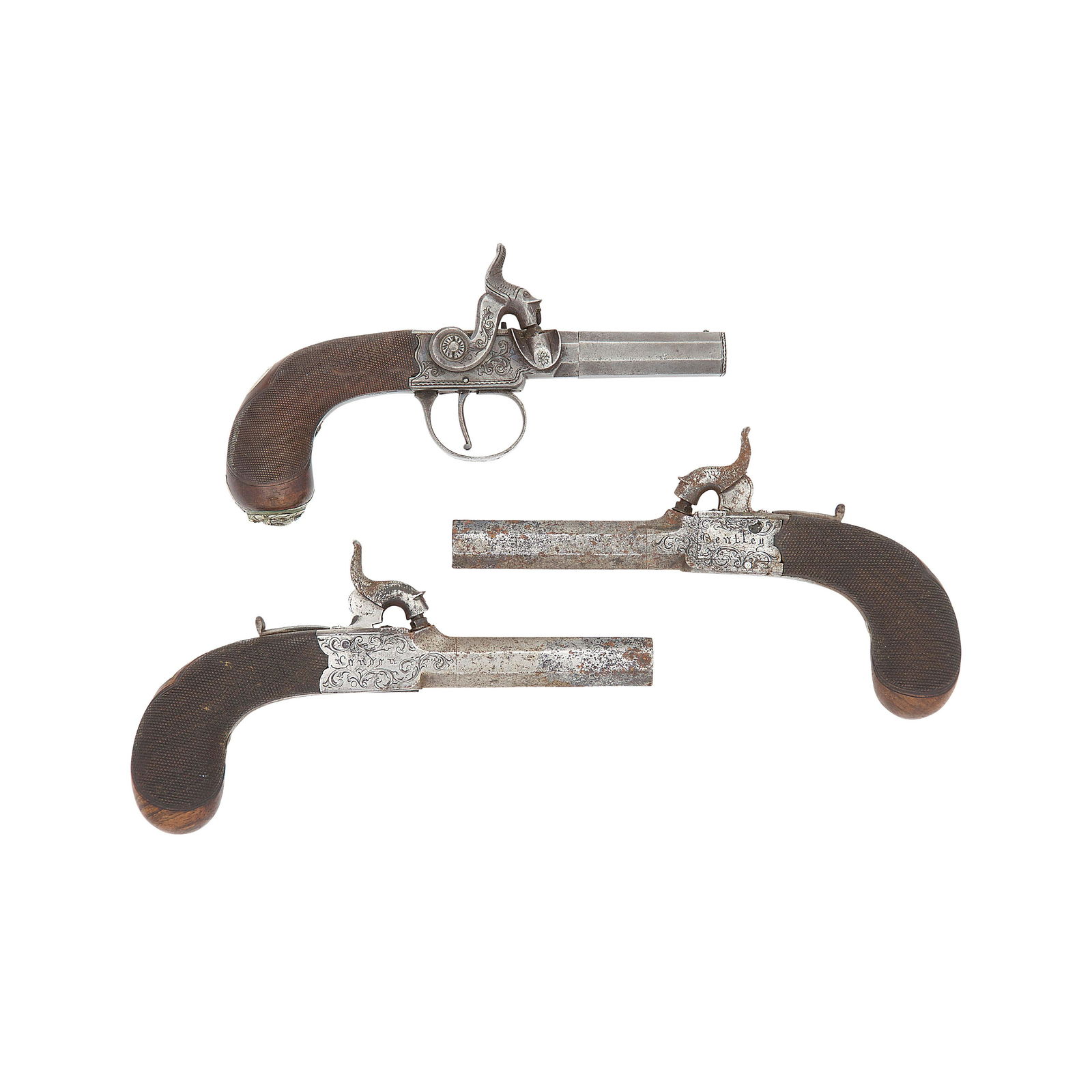 A 100 Bore Percussion Box Lock Pocket Pistol, And A