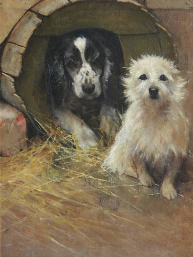 Samuel Fulton (British, 1855-1941) Terrier and Spaniel 50 x 40 cm. (19 ...