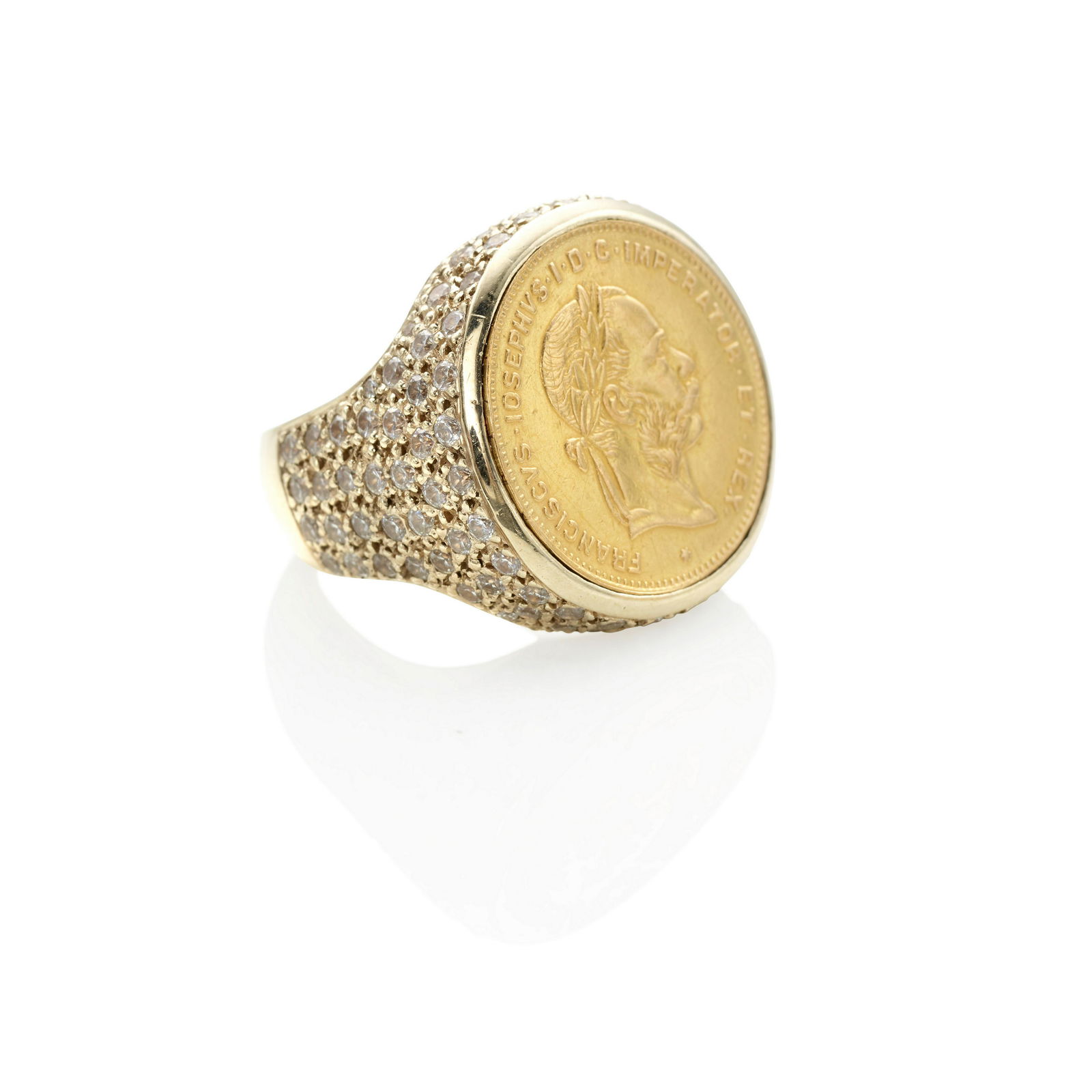 A Gold Coin And Diamond Ring