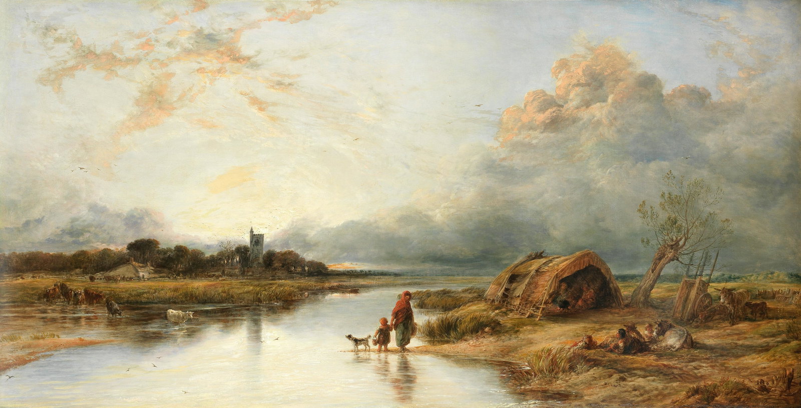 John Linnell (british, 1792 1882) 'on The Medway'