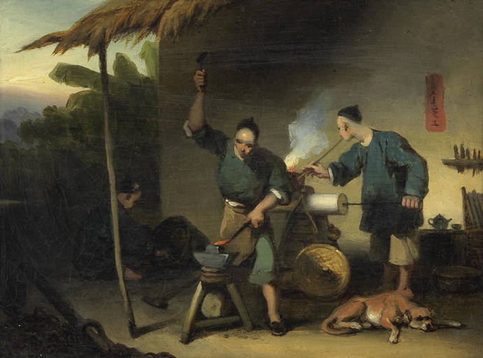 George Chinnery (London 1774-1852 Macau) A Chinese blacksmith's stall ...
