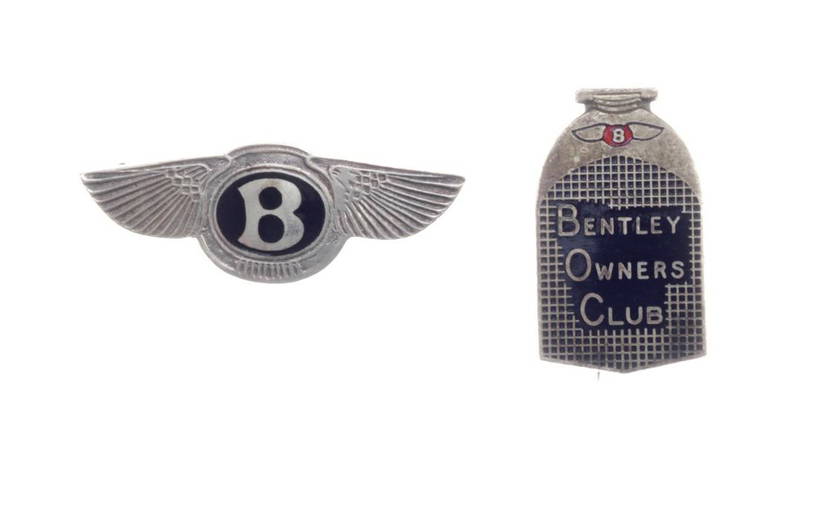A silver Bentley 'Winged B' lapel badge, hallmarked Birmingham 1947 ...