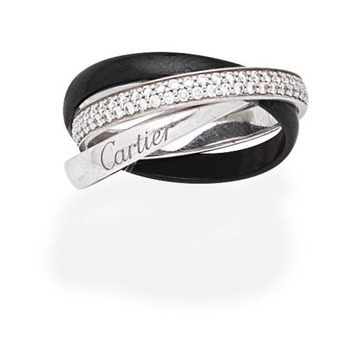 Cartier: Diamond And Ceramic 'trinity' Ring