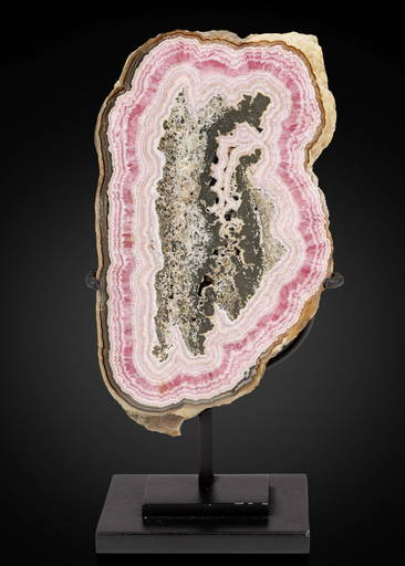 Coupe transversale de stalactite de rhodochrosite Rhodochrosite ...