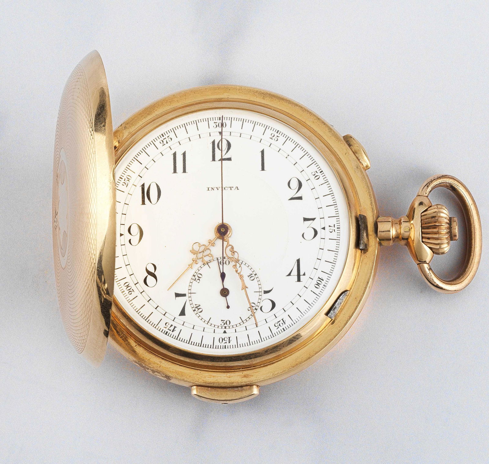 Invicta. Montre de gousset à clapet en or jaune 14K (585) chronographe ...