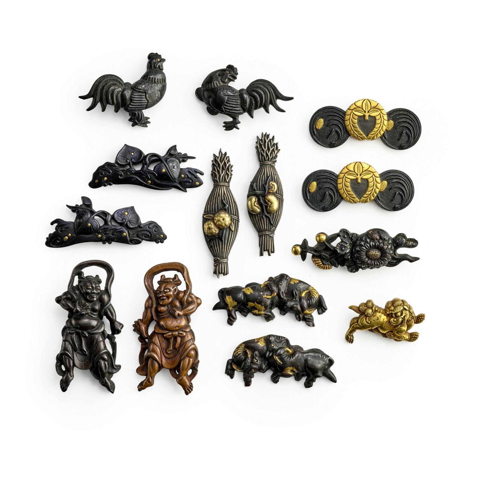 SIX SETS OF MENUKI AND TWO SINGLE MENUKI Edo period (1615-1868), 17th ...