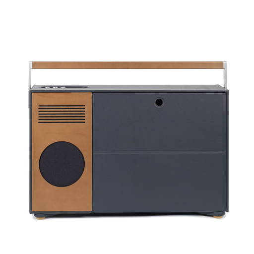 Hermès: a Brown and Black Swift Leather Boom Box Vinyl Record Player c ...