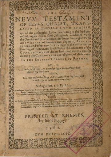 Bible In English: 1582 Douai Rheims. The New Testament Of Jesus Christ ...
