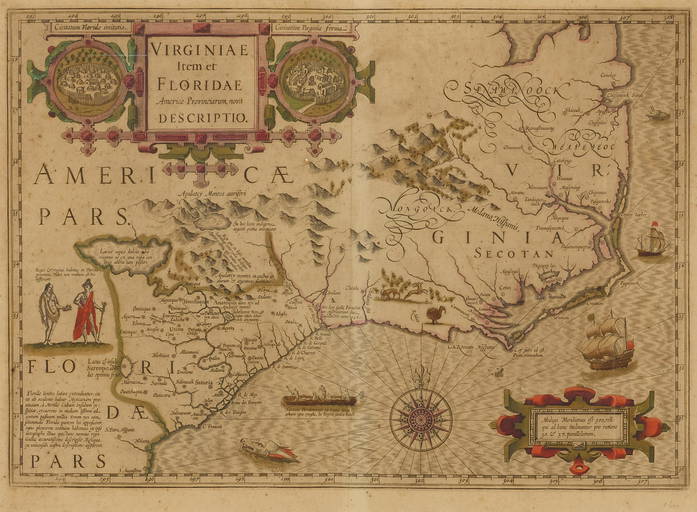 Hondius, Jodocus. 1563 1612. Virginia Item Et Floridae, Americae ...