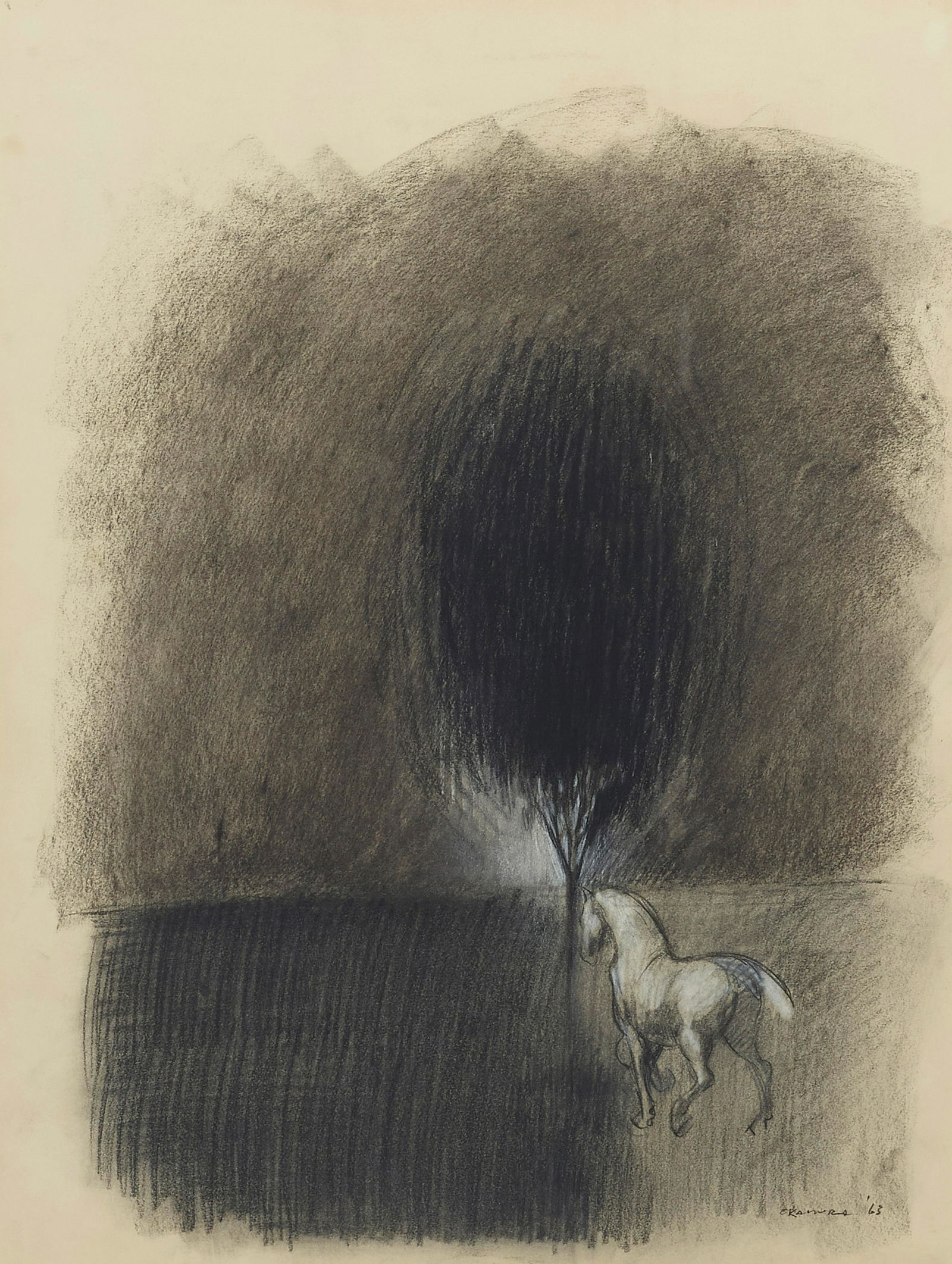 Arthur Okamura (1932 2009) Hive And Bees, The Wolf, And Horse Landscape ...