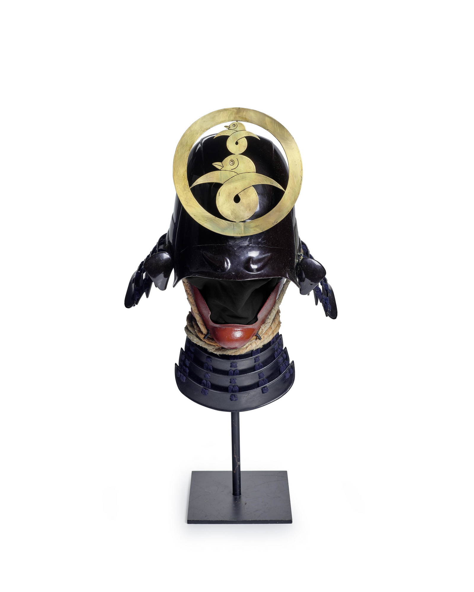 A WARABE KABUTO AND HANBO (HELMET AND HALF MASK FOR A CHILD) Edo period ...
