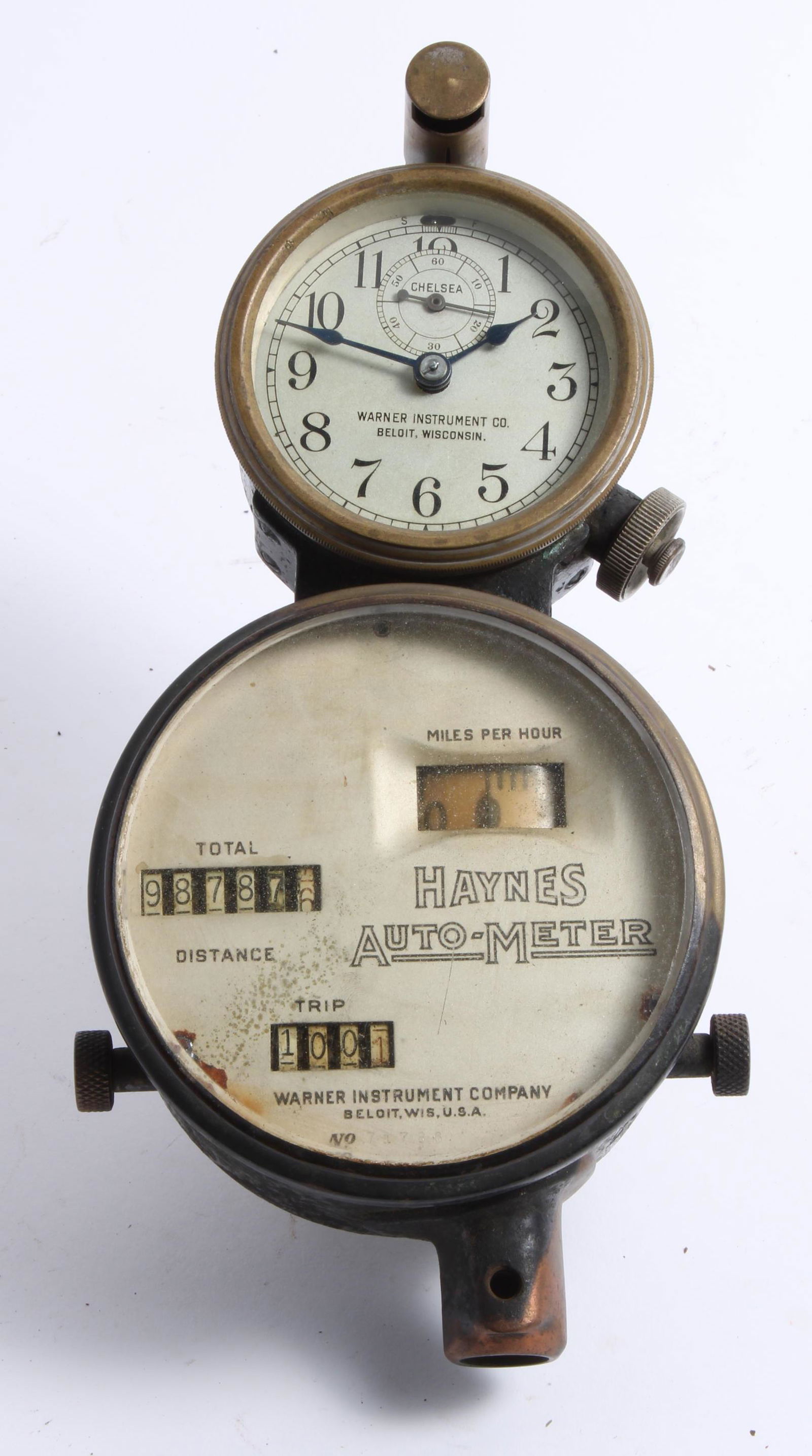 A Haynes Auto Meter Dual Instrument Cluster By The Warner Instrument Co ...
