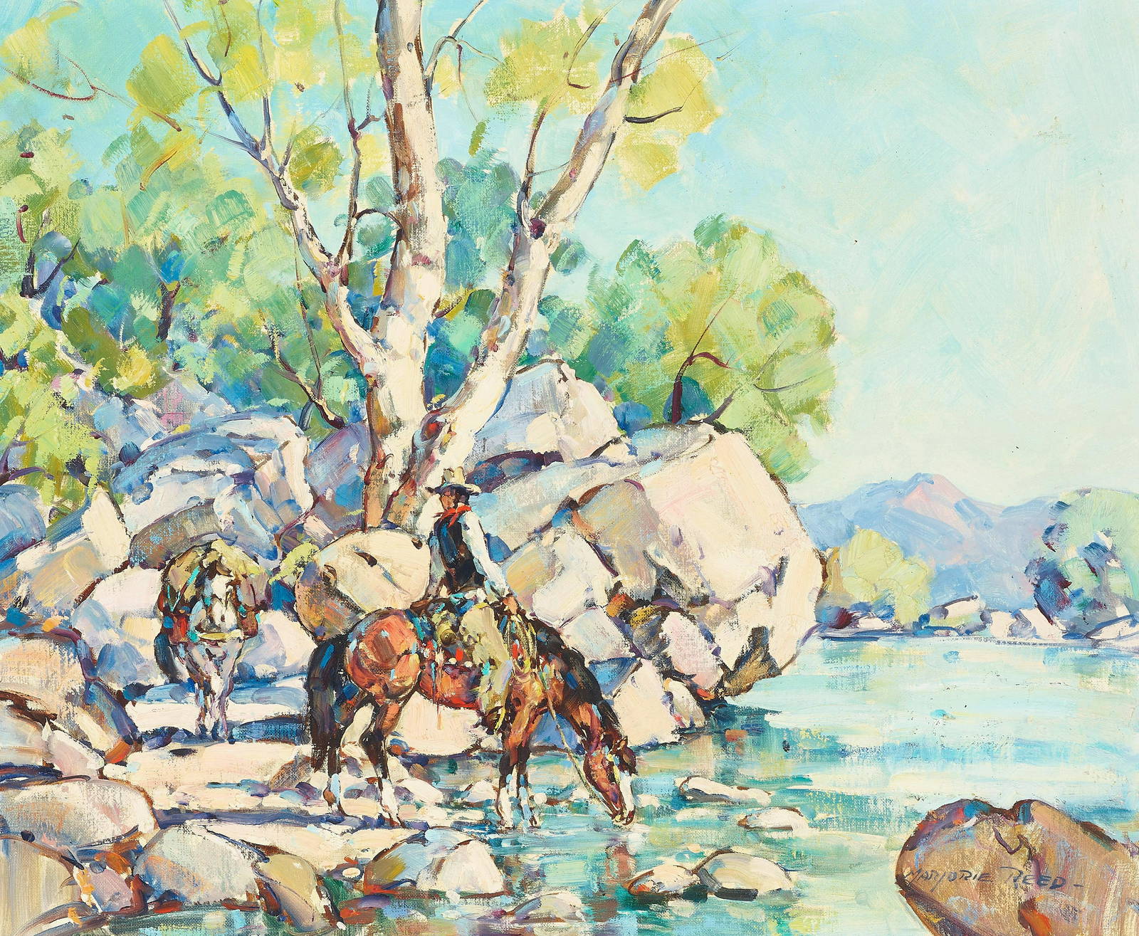 Marjorie Jane Reed (1915-1996) A Pause For Refreshment 20 X 24 In ...