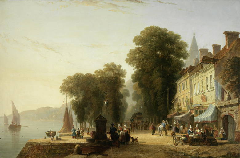 Attribue A Caleb Robert Stanley (1795 1868) An Old Street At Caudebec ...