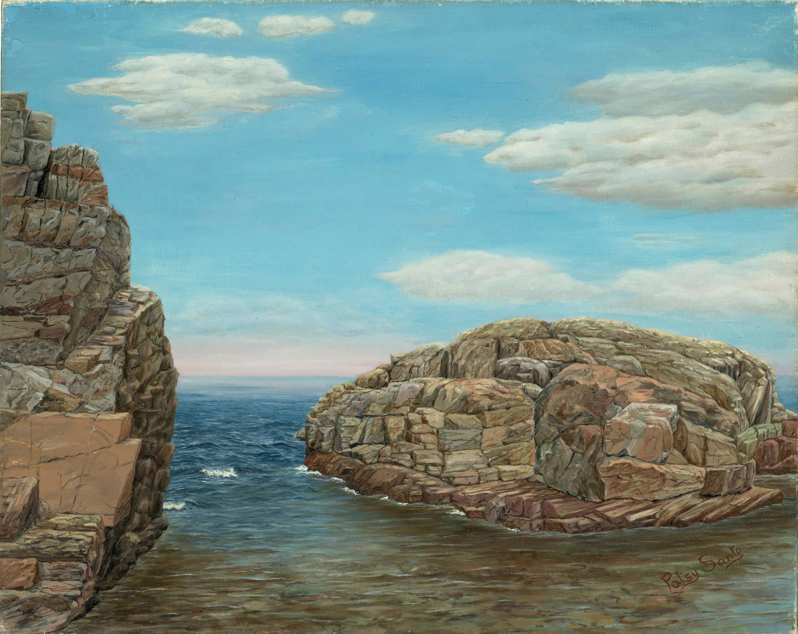 Pasquale (patsy) Santo (1893-1975) Rocky Coast Of Maine 16 1/8 X 20 In ...
