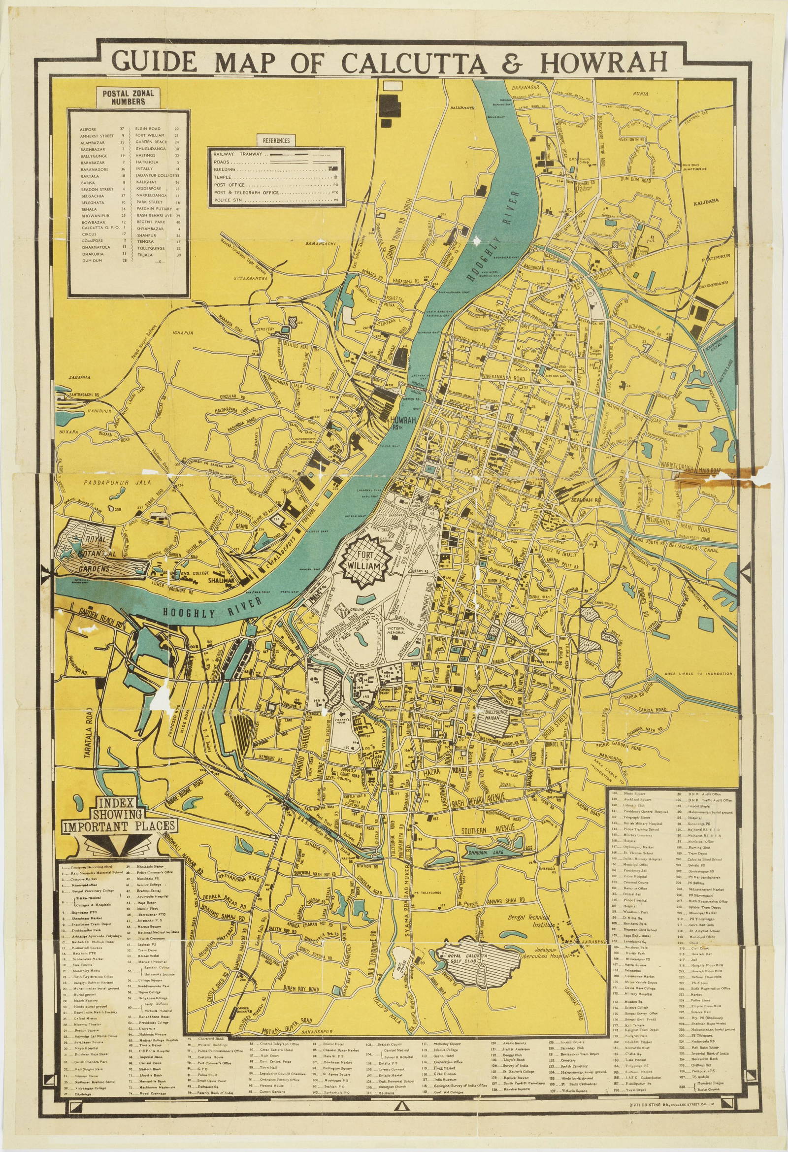 Calcutta And Bengal - Maps. Guide Map Of Calcutta & Howrah, Calcutta, C ...