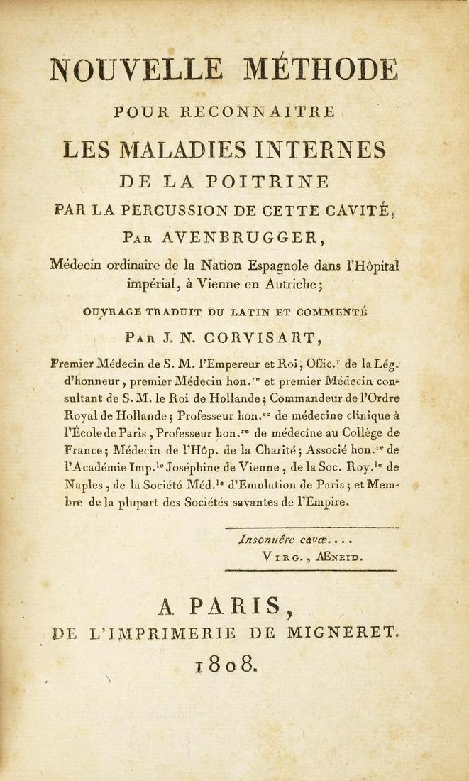 Auenbrugger, Leopold. 1722 1809. Nouvelle Méthode Pour Reconnaitre Les ...