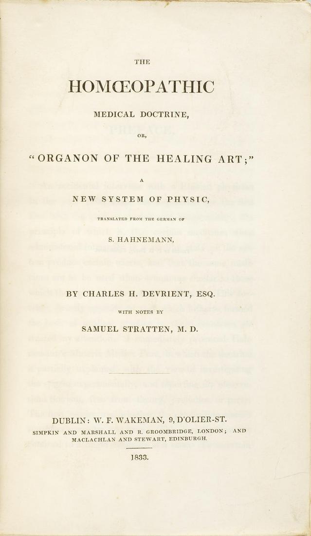 Hahnemann, Samuel. 1755-1843. The Homoeopathic Medical Docrine, Or ...