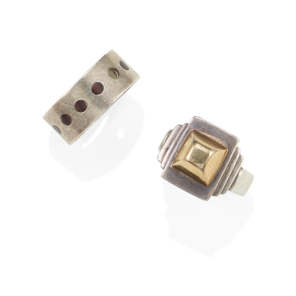 William Spratling: Two Silver, 18k Gold And Onyx Rings Auction