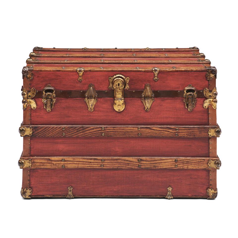 Red Painted Wood Trunk