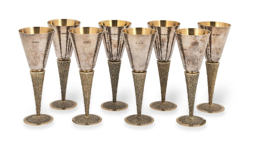 Stuart Devlin: A Set Of Eight Silver And Silver Gilt Goblets Stuart ...