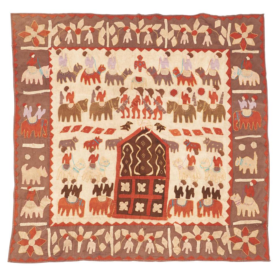 Indian Applique Temple Cloth With Elephants India 4 Ft. 2 In. X 4 Ft. 3 ...