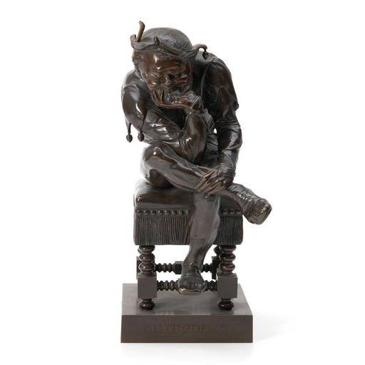 Bronze Seated Figure Of A Jester, France, 19th Century,