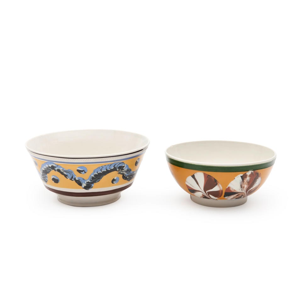 Two Reproduction Mochaware Bowls, Historic Eastfield Village, East ...