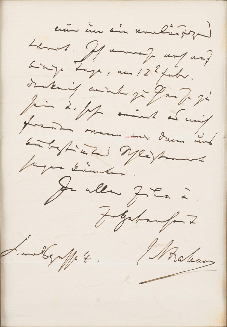 Brahms, Johannes. 1833-1897. Autograph Letter Signed ('j. Brahms ...
