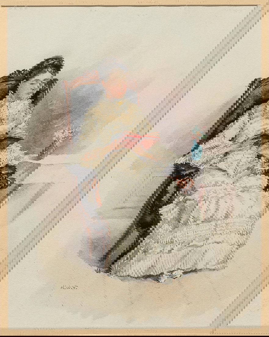 Henry Webster Rice (american, 1853-1934) Lady Reading Auction