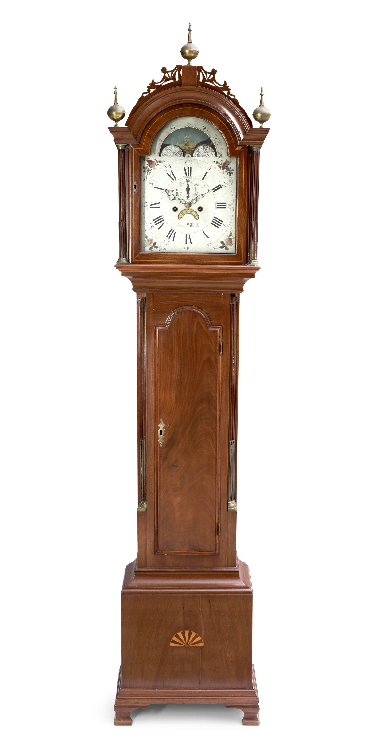 Federal Mahogany Inlaid Tall Case Clock, Aaron Willard (1757-1844), Roxbury, Massachusetts, Late ...