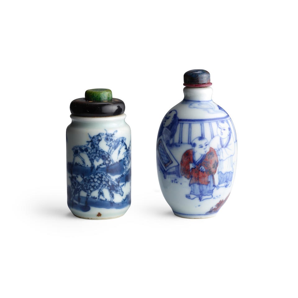 Two Blue And White Bottles (one Of Jarlet-type, The Other With ...
