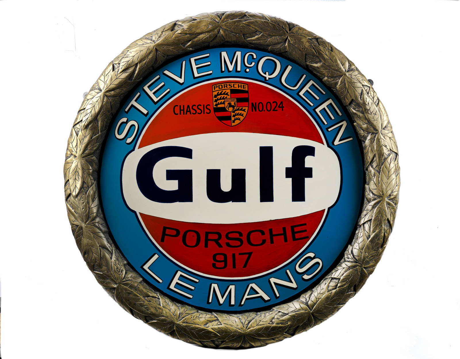 Two Hand-painted 'gulf Porsche Le Mans' Commemorative Roundels, ((2 ...