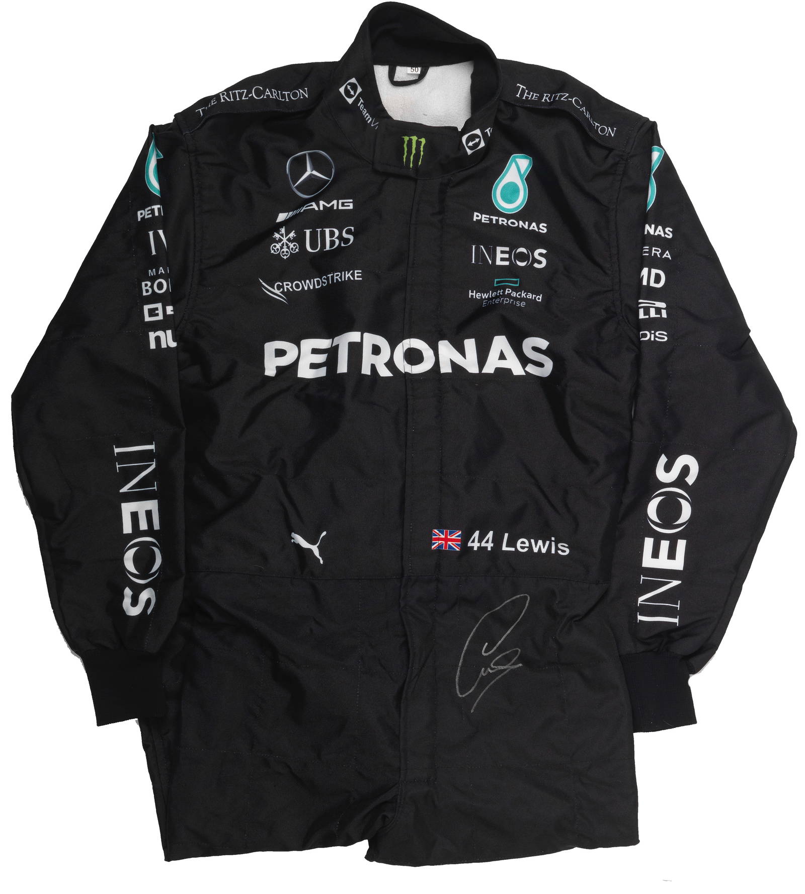 A Signed Replica Lewis Hamilton Race Suit, ((3)) Auction