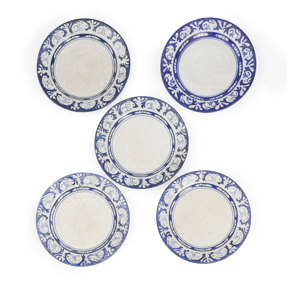 Five Dedham Pottery 'rabbit' Pattern Plates, Dedham, Massachusetts ...