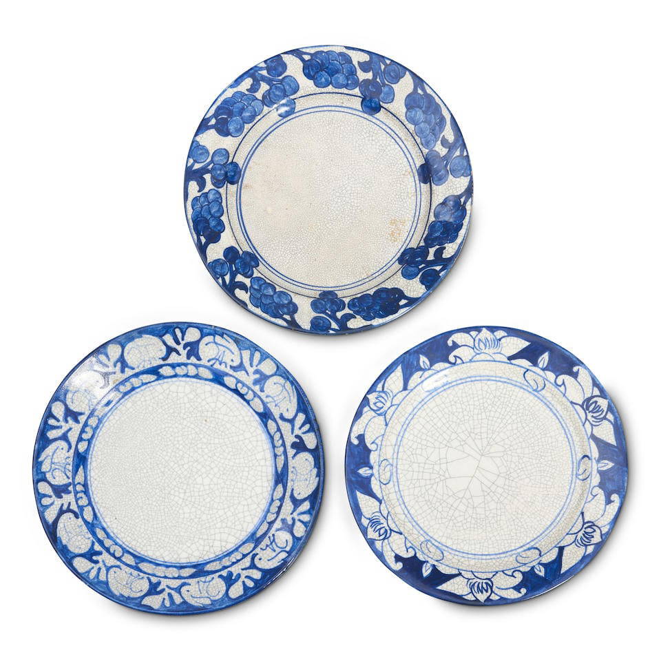 Three Dedham Pottery 'grape, Magnolia,' And 'rabbit' Pattern Plates ...