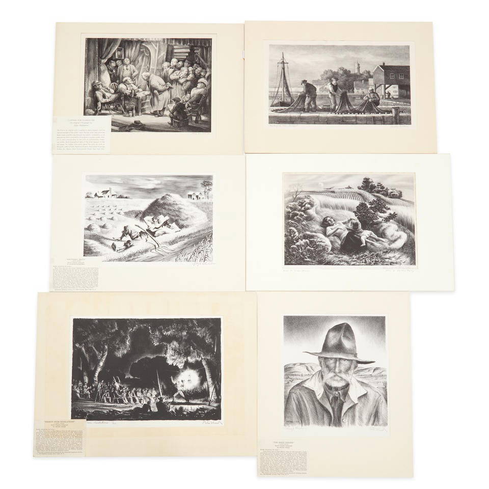 Six Regionalist-style Lithographs Auction